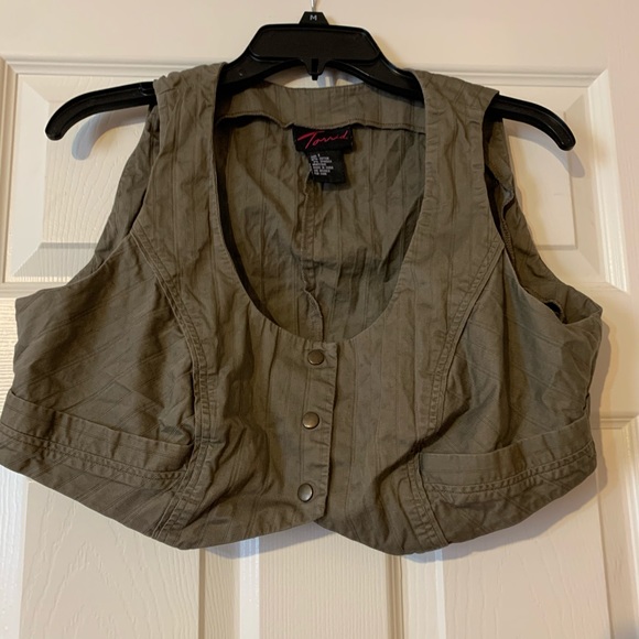 torrid | Jackets & Coats | Torrid Crop Khaki Olive Vest Size X | Poshmark